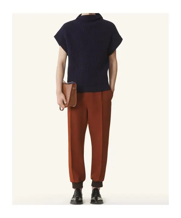 LANVIN High-neck Diamond-pattern Sleeveless Sweater
