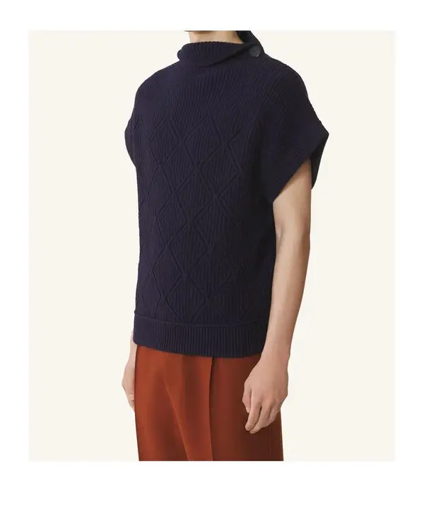 LANVIN High-neck Diamond-pattern Sleeveless Sweater