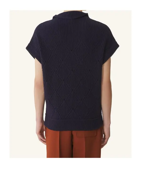 LANVIN High-neck Diamond-pattern Sleeveless Sweater