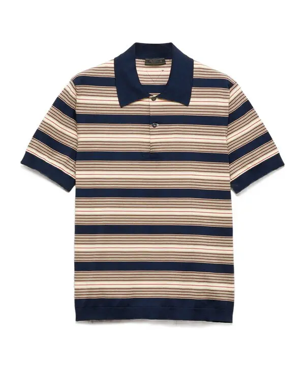 Prada Striped Short-sleeved Polo Shirt
