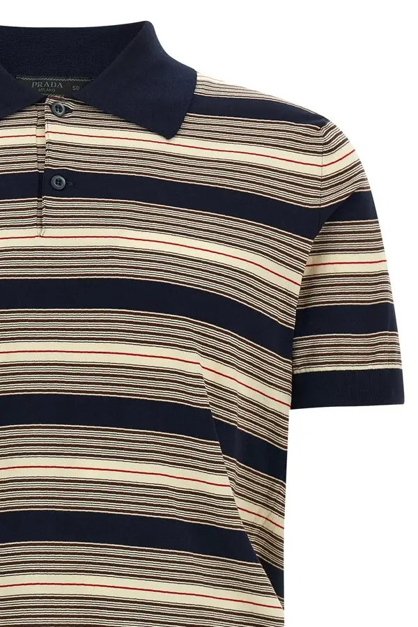 Prada Striped Short-sleeved Polo Shirt
