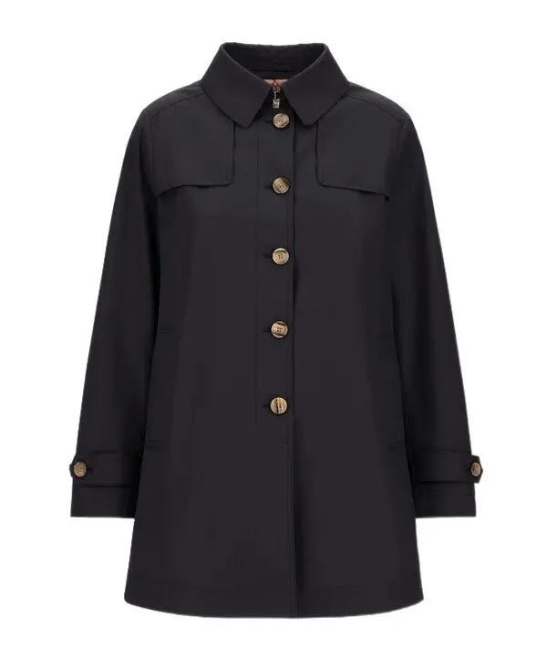 Herno Single-breasted A-line Coat - Black