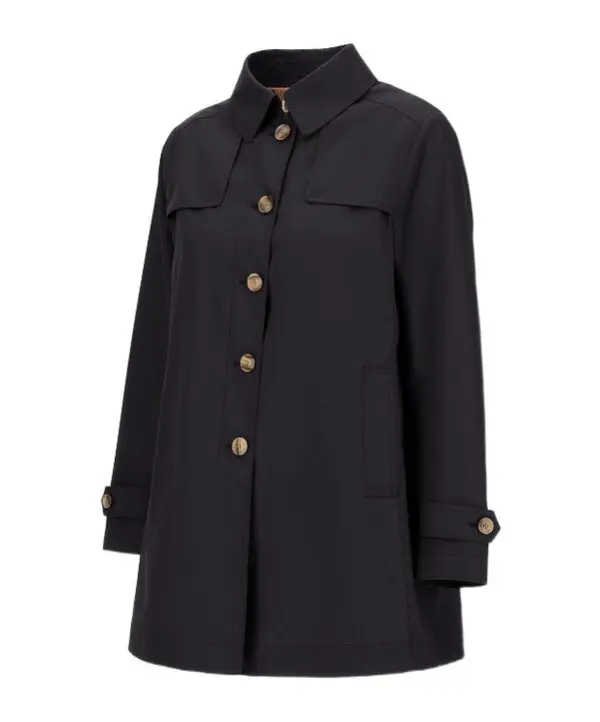 Herno Single-breasted A-line Coat - Black
