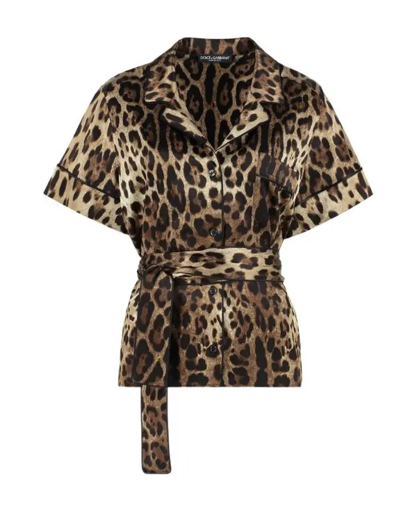 Dolce & Gabbana Leopard Print Belted Shirt