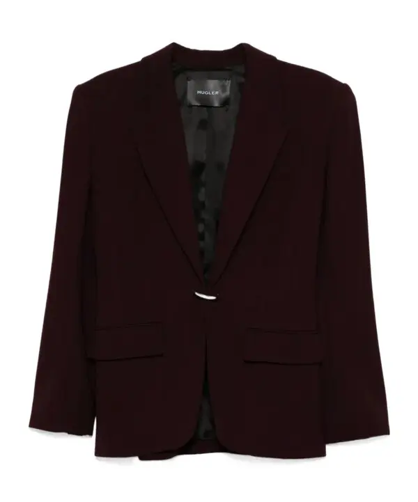 MUGLER Single-breasted Wool Jacket With Notched Lapels - Black