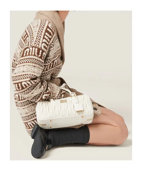 Miu Miu Button-up Belted Cardigan With Jacquard Logo