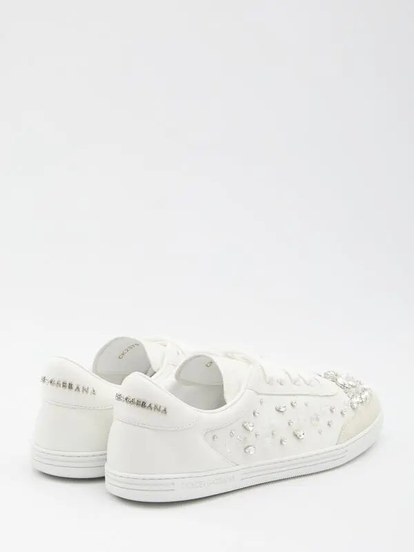 Dolce & Gabbana Embellished Calf Leather Sneakers - White