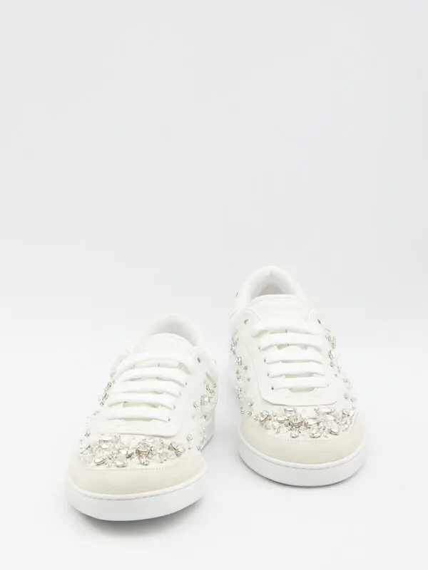 Dolce & Gabbana Embellished Calf Leather Sneakers - White