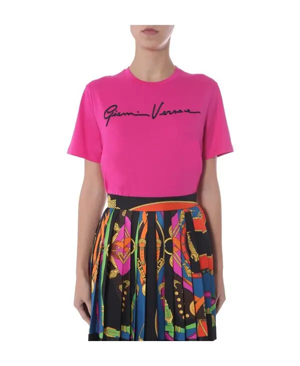 Versace Logo Embroidered T-shirt