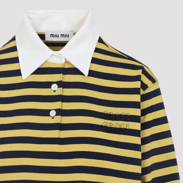 Miu Miu Striped Polo Shirt - Black