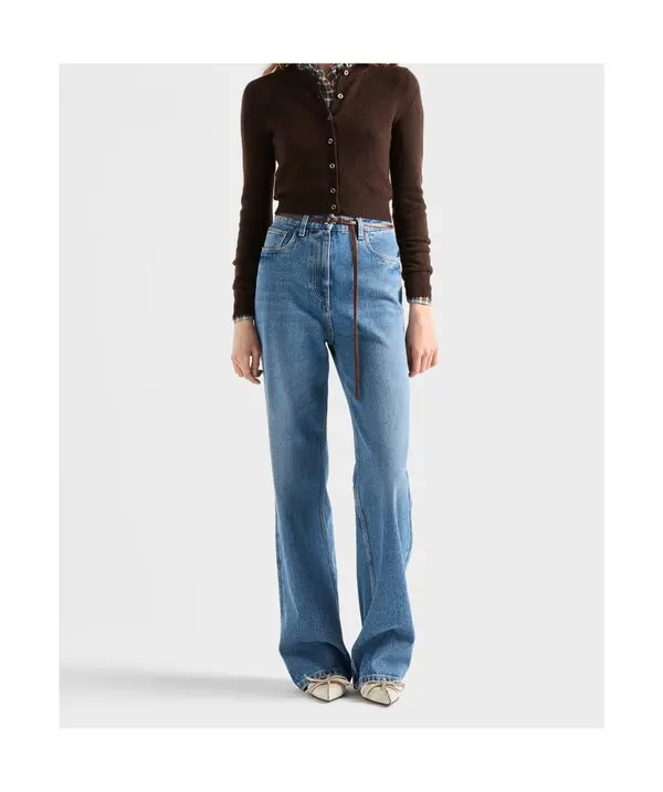 Prada Triangle Logo Flared Jeans