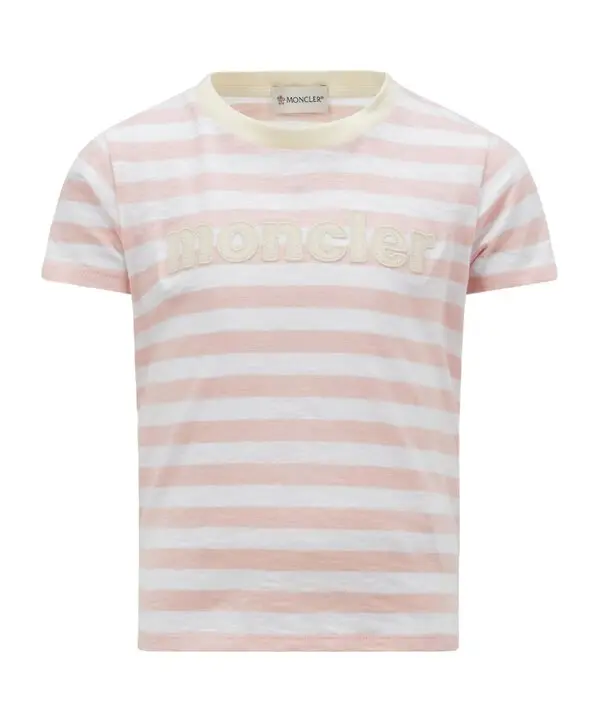 Moncler Logo Striped Jersey T-shirt - White