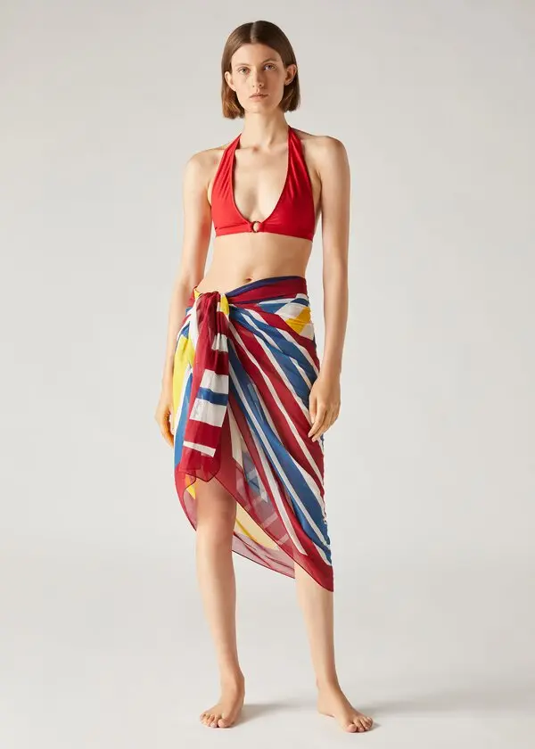 Loro Piana Triangle Halterneck Bikini Top - Red
