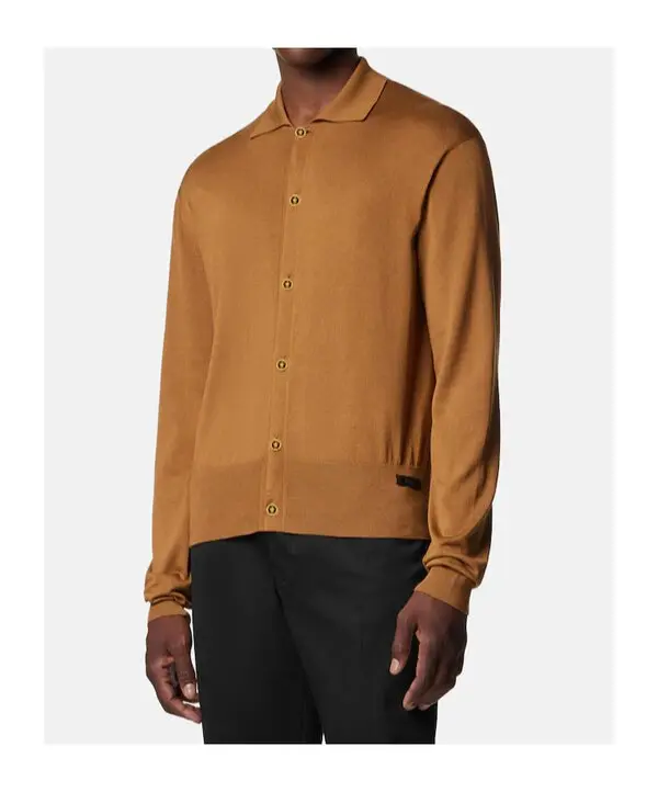 Versace Cardigan With Pointed Collar And Button Closure - Brown