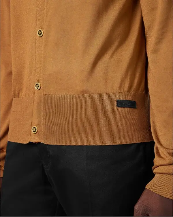 Versace Cardigan With Pointed Collar And Button Closure - Brown