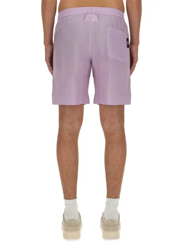 MSGM Logo Embroidered Thigh-length Shorts - Pink