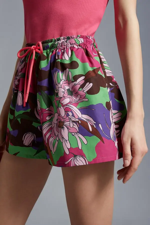 Moncler Multicolor Tropical Print Shorts - Black