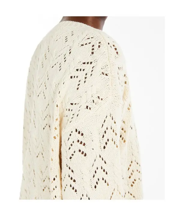 Max Mara Cotton Yarn Jumper With Pointelle Detail - Beige