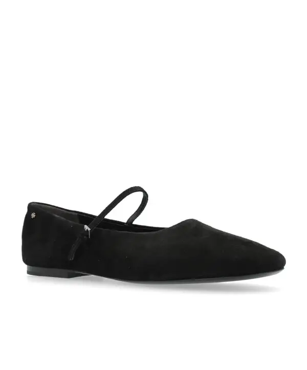 Tory Burch Suede Ballet Flats With Adjustable Ankle Strap