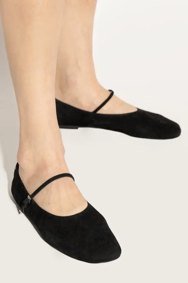 Tory Burch Suede Ballet Flats With Adjustable Ankle Strap