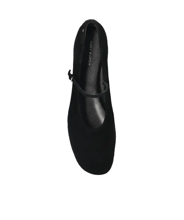 Tory Burch Suede Ballet Flats With Adjustable Ankle Strap