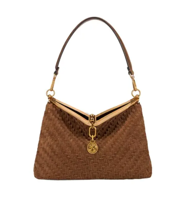 Etro Medium Woven Vela Bag - Brown
