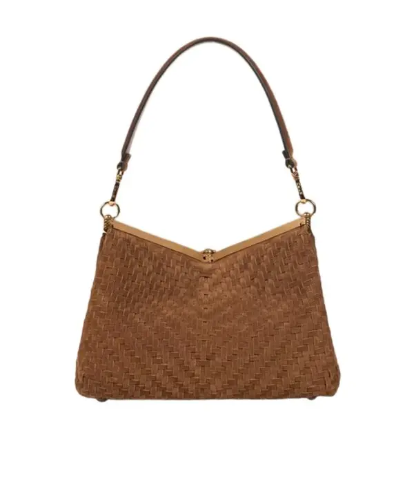 Etro Medium Woven Vela Bag - Brown