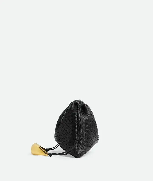 Bottega Veneta Woven Drawstring Bag With Engraved Metal Handles