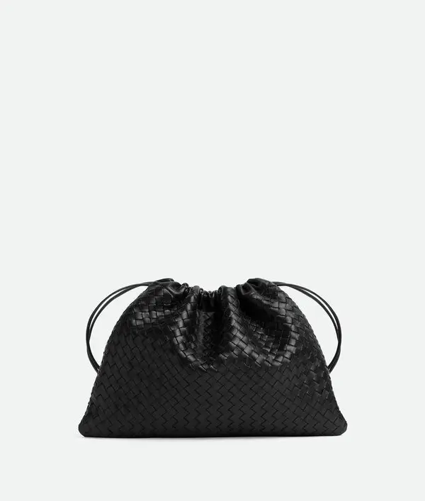 Bottega Veneta Woven Drawstring Bag With Engraved Metal Handles