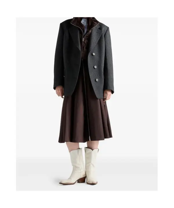 Prada Zipped Midi Skirt - Brown