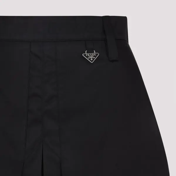 Prada Pleated Mini Skirt With Triangle Logo