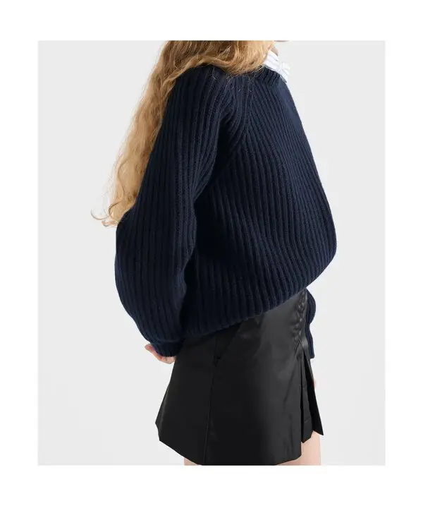 Prada Pleated Mini Skirt With Triangle Logo