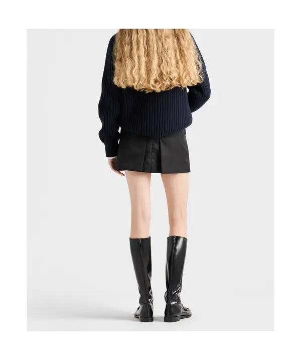 Prada Pleated Mini Skirt With Triangle Logo