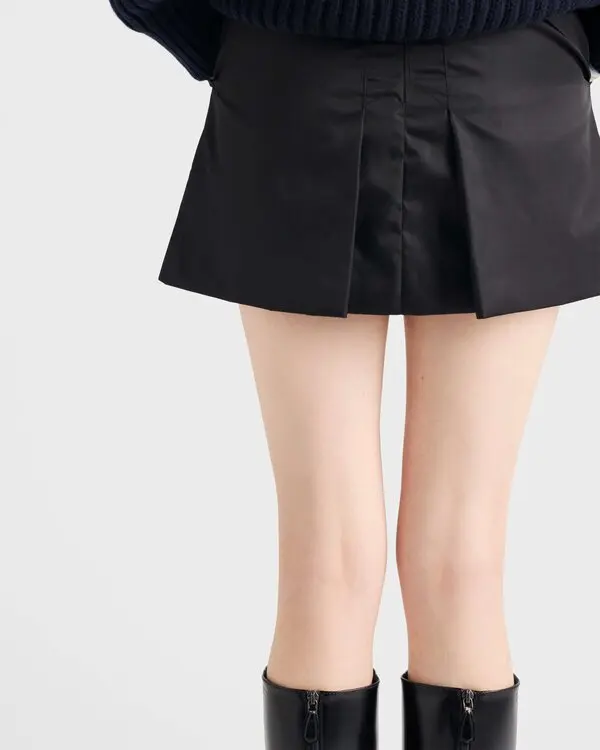 Prada Pleated Mini Skirt With Triangle Logo