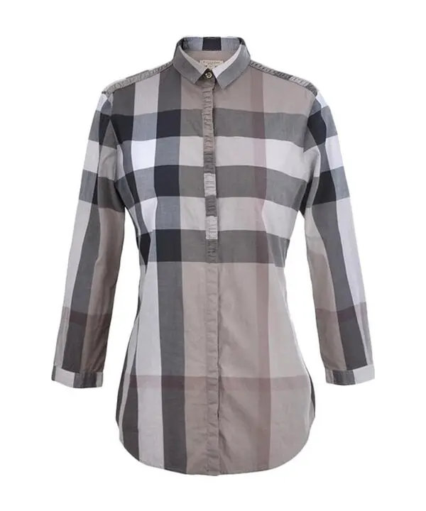 Burberry Checkered Long Sleeve Shirt - Gray