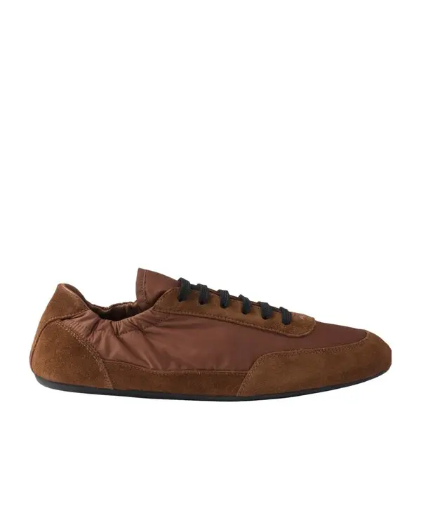 Prada Round Toe Collapsible Sneakers - Brown
