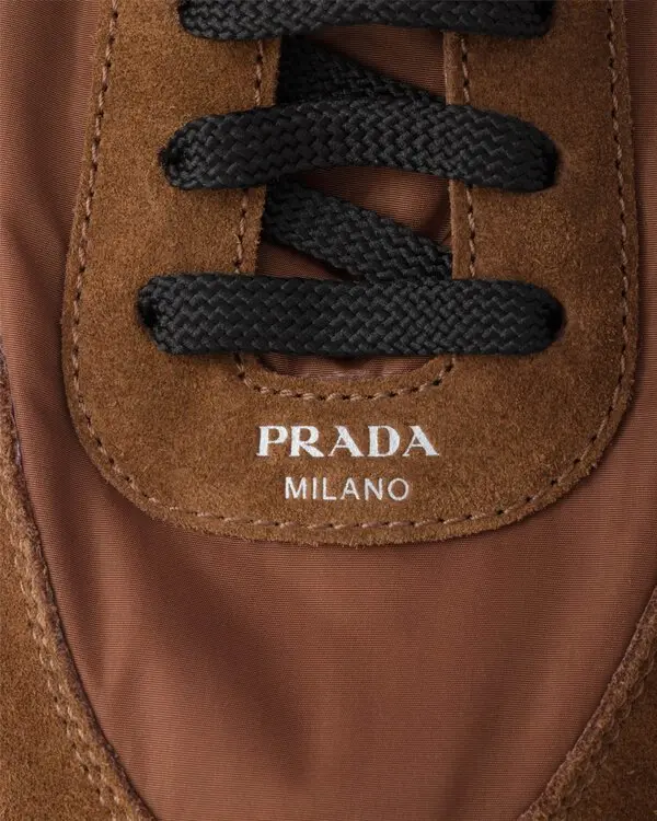 Prada Round Toe Collapsible Sneakers - Brown