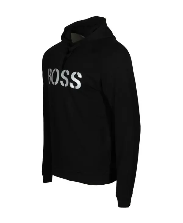 Hugo Boss Logo Print Drawstring Hoodie - Black