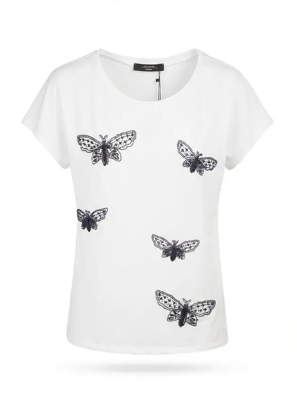 Max Mara Embellished Butterfly Print Short Sleeve Shirt - Gray