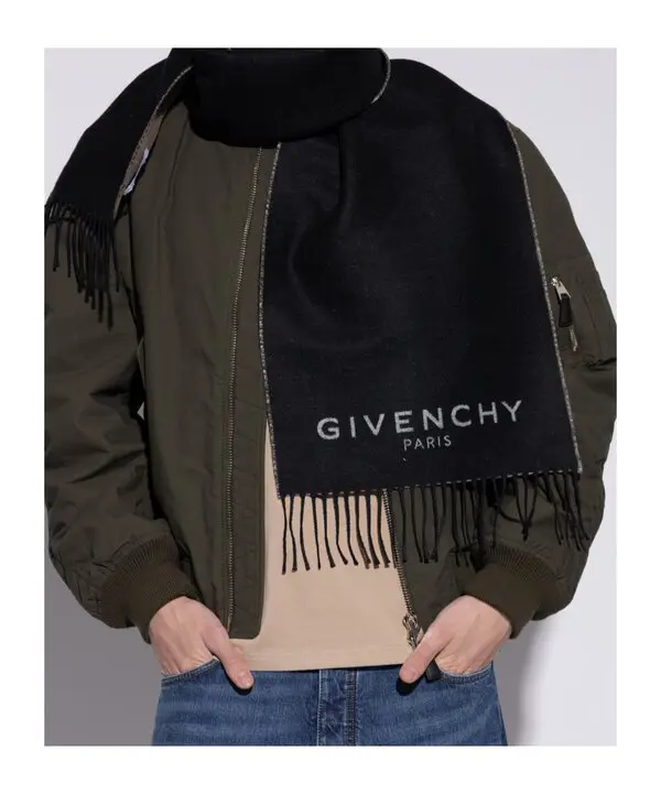 Givenchy Logo Intarsia Knit Scarf - Black