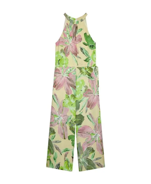 Dries Van Noten Sleeveless Floral Print Jumpsuit - Nude