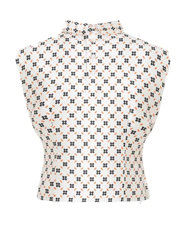 LANVIN Sleeveless Geometric Floral Top - White