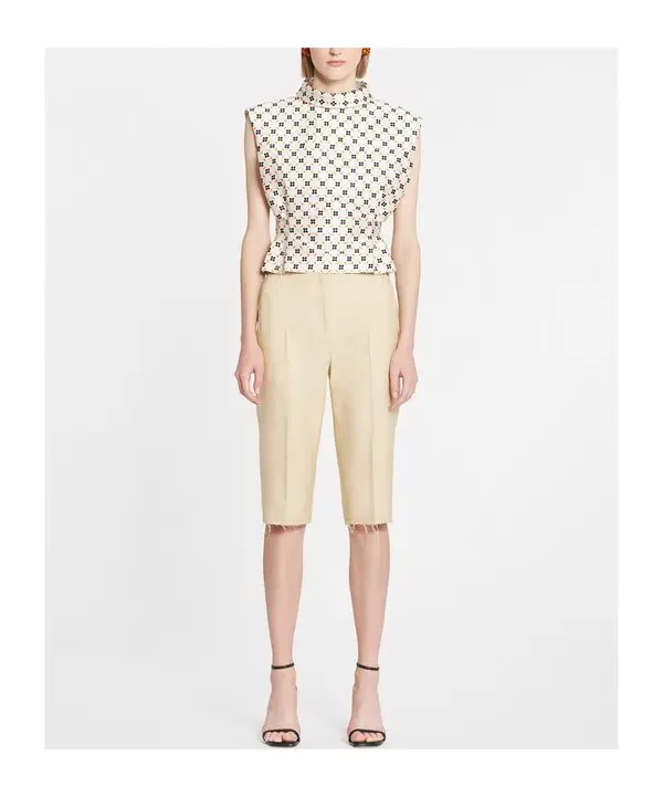 LANVIN Sleeveless Geometric Floral Top - White