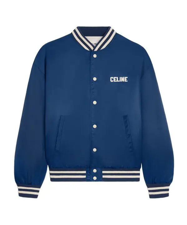Celine Loose Teddy Jacket In Nylon - Blue