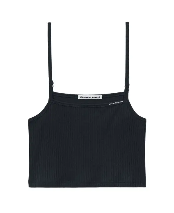 Alexander Wang Ribbed Knit Spaghetti Strap Top - Black