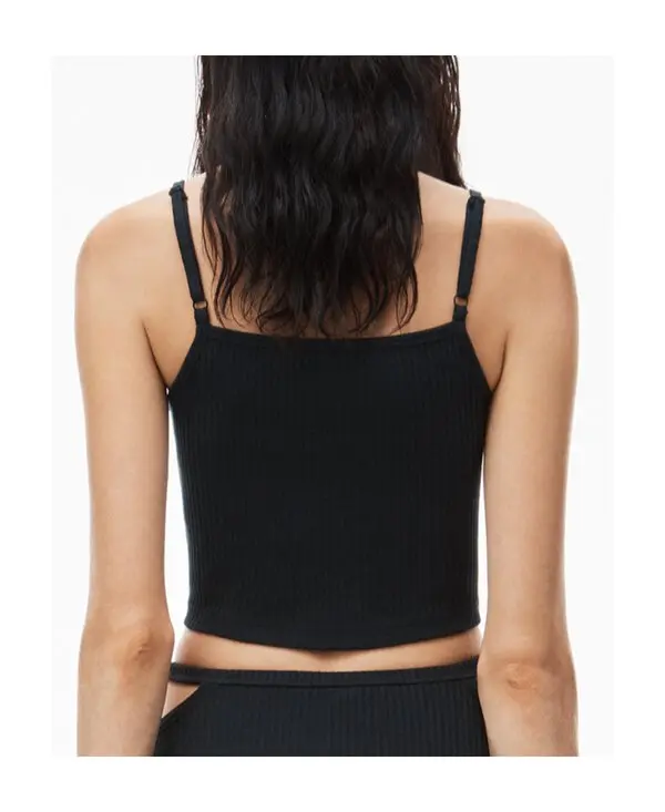Alexander Wang Ribbed Knit Spaghetti Strap Top - Black