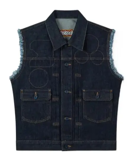 Kenzo Japanese Denim Badges Cut-off Trucker Vest