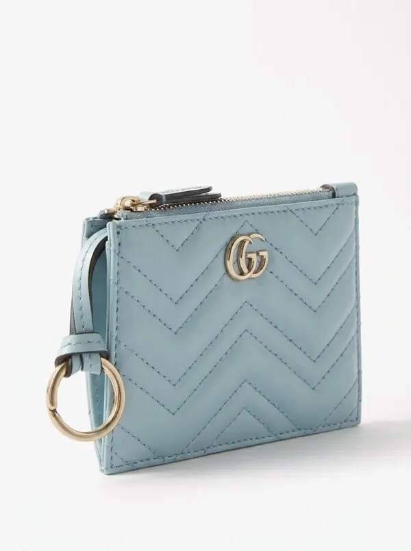 Gucci Gg Marmont Zip Key Pouch - Light Blue