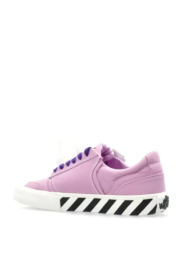 Off-White Round Toe Lace-up Sneakers - Pink