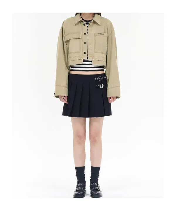 We11Done Cropped Jacket With Logo Embroidery
